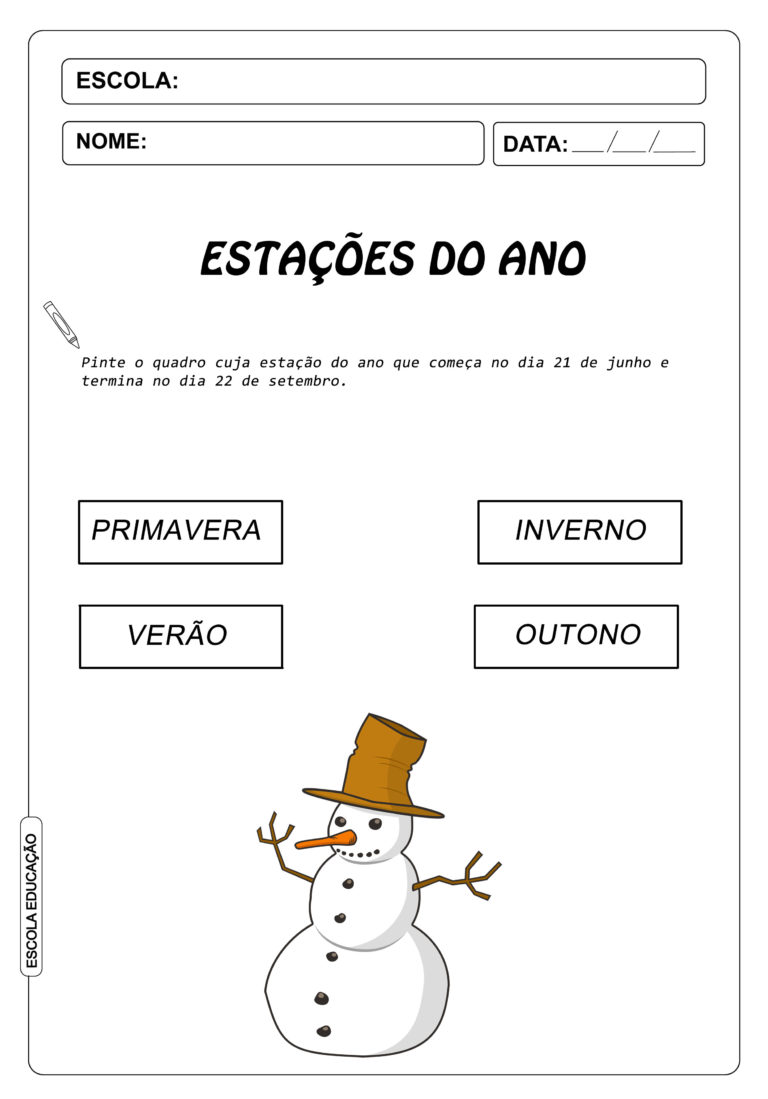 Atividades sobre o inverno - Para Imprimir - Escola Educação