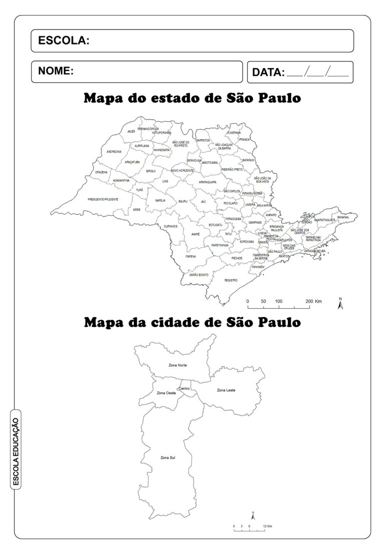 Mapa de São Paulo - estado, capital, região metropolitana, bairros